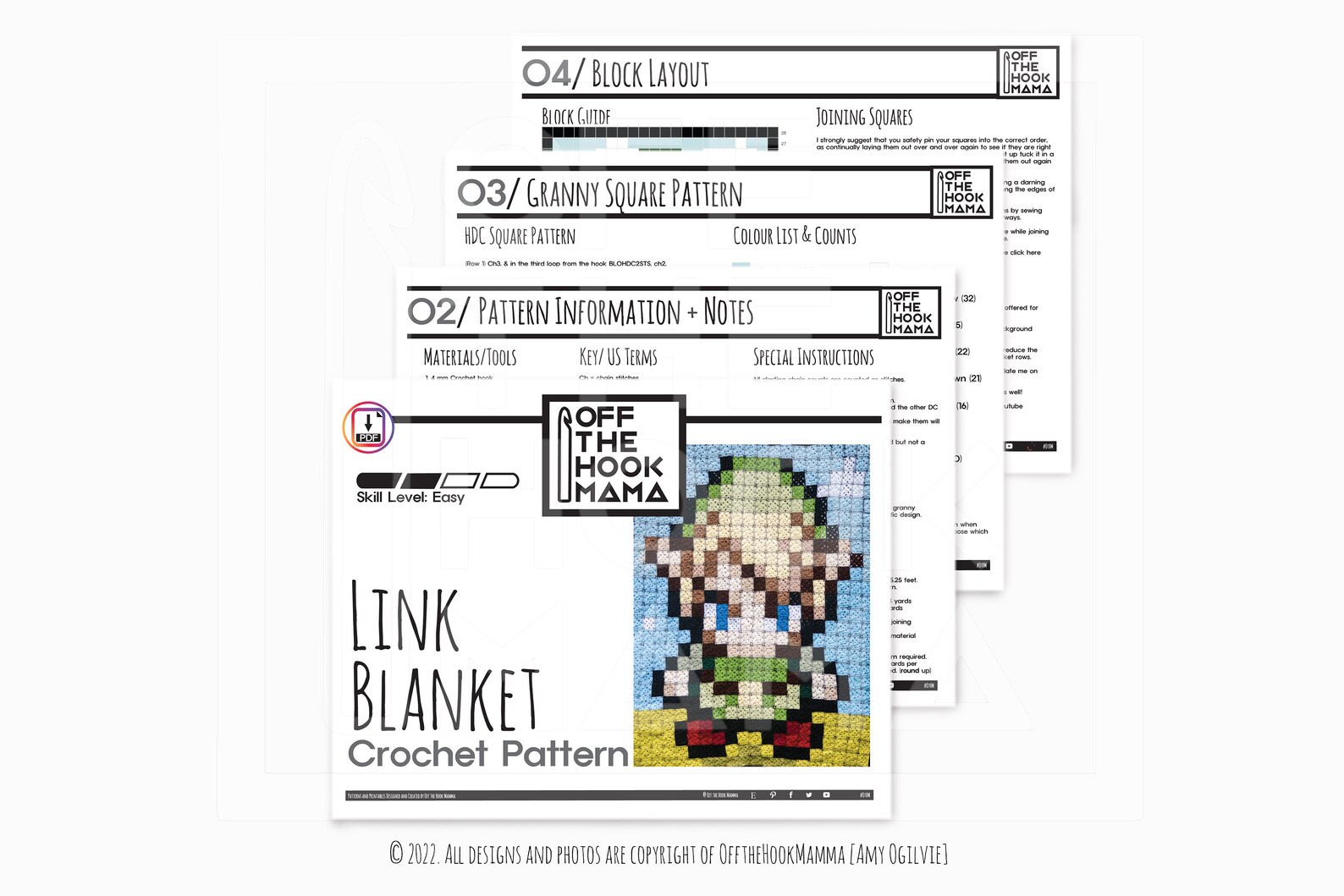 Crochet Granny Square Blanket Pattern. Link Pixel Blanket - Etsy