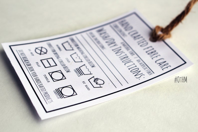 Hand Crafted Fiber Care Tags. Wash/dry Instruction Hang Tag - Etsy UK