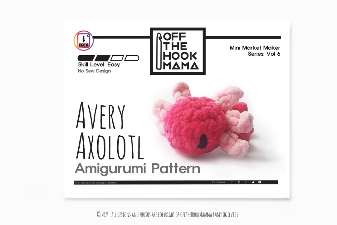 Avery the Axolotl, Mini Market Maker Series Vol 6. Plush Amigurumi ...