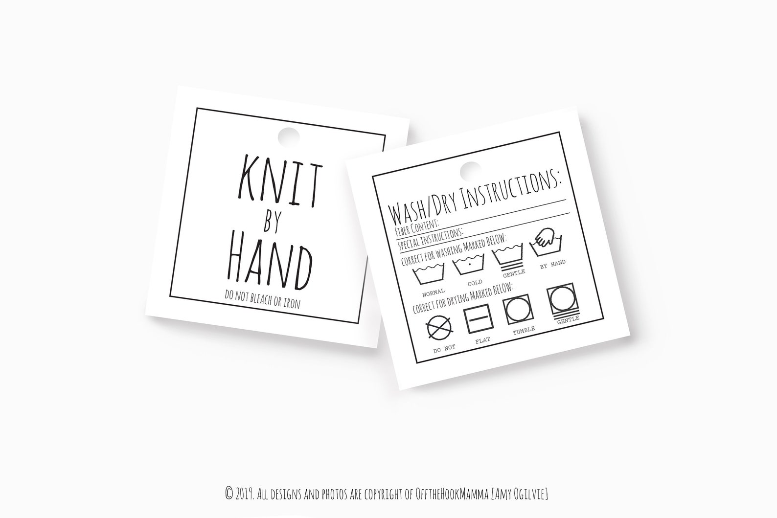 Print and Cut Knit by Hand Garment Labels Washing Instruction/ Fiber ...