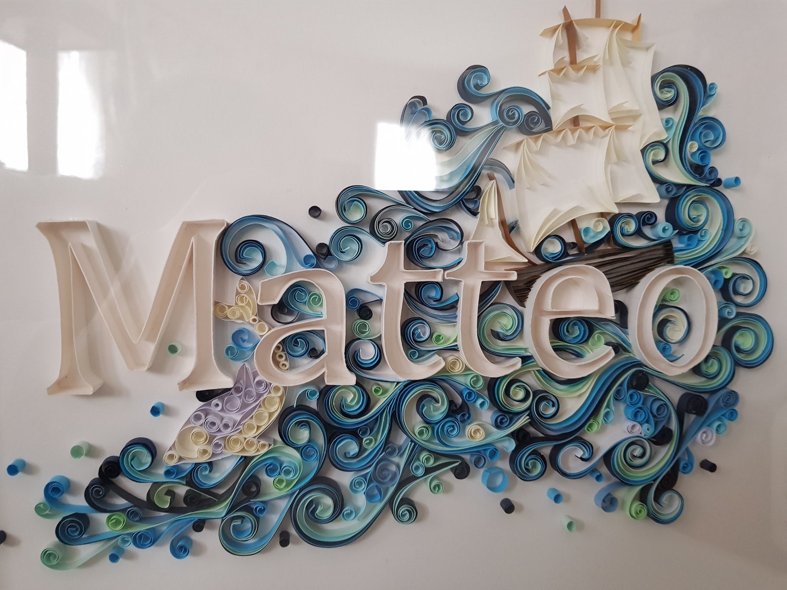 Decorative Name Board for Bedroom in Quilling Style With Mattéo's First ...