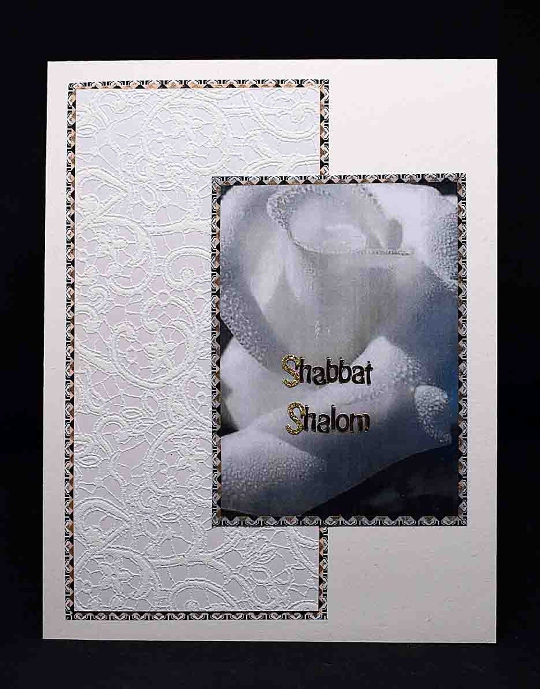 White Rose Pattern Shabbat Shalom Jewish Holiday Card - Etsy