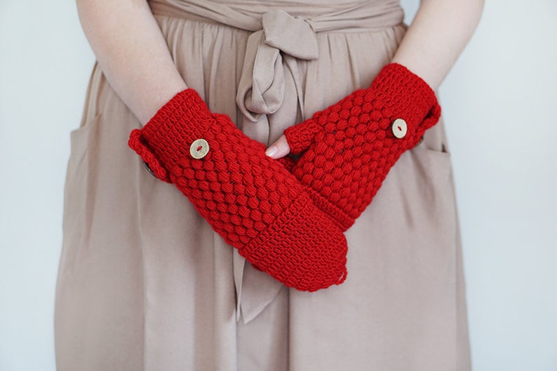 Crochet Convertible Mittens Winter Wool Gloves Flip Top - Etsy