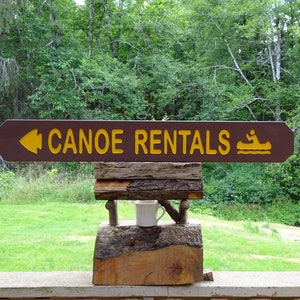 CANOE RENTAL Sign, National Park Style Trail Lodge Campground Sign ...