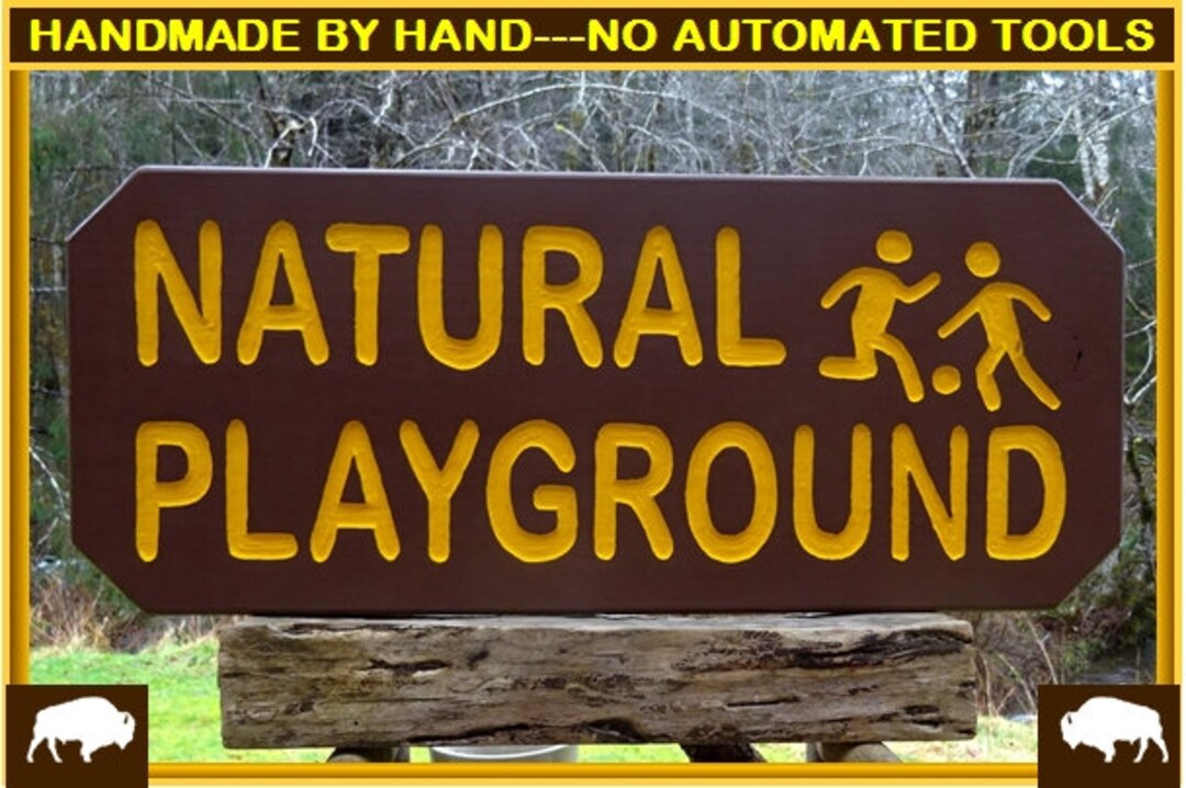 Children’s Natural Playground Sign, Park Style Trail Camp Cabin Lodge ...