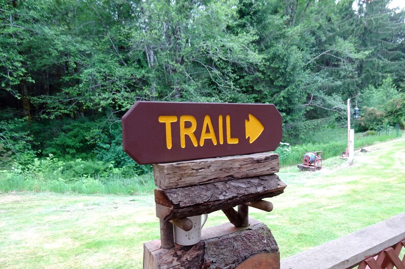 TRAIL Sign With Arrowhead Direction National Park Path Trail - Etsy