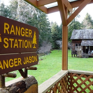 RANGER STATION Sign With Name Add-on, Park Style Trail Road Lodge ...