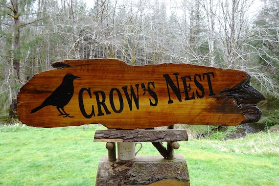 CROWS NEST Sign on Natural-edge Volcanic Western Red Cedar - Etsy