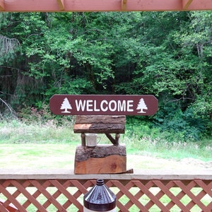 WELCOME Park Style Sign, Trail Road Cabin Refuge Lodge Campground Sign ...