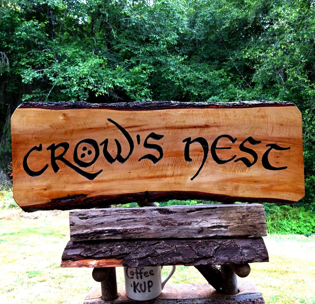 CROW’S NEST Sign, Customizable Hand Carved Routed Painted Lettering ...