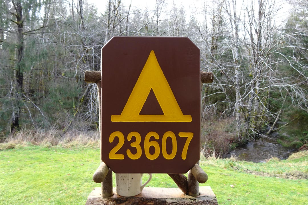 Hand Carved National Park Style CAMP ADDRESS Sign With Reflective ...