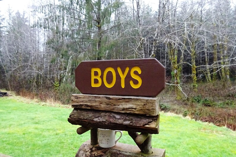 Vintage Park Style BOY’S Toilet Sign, Restroom Shower Bedroom Fort ...