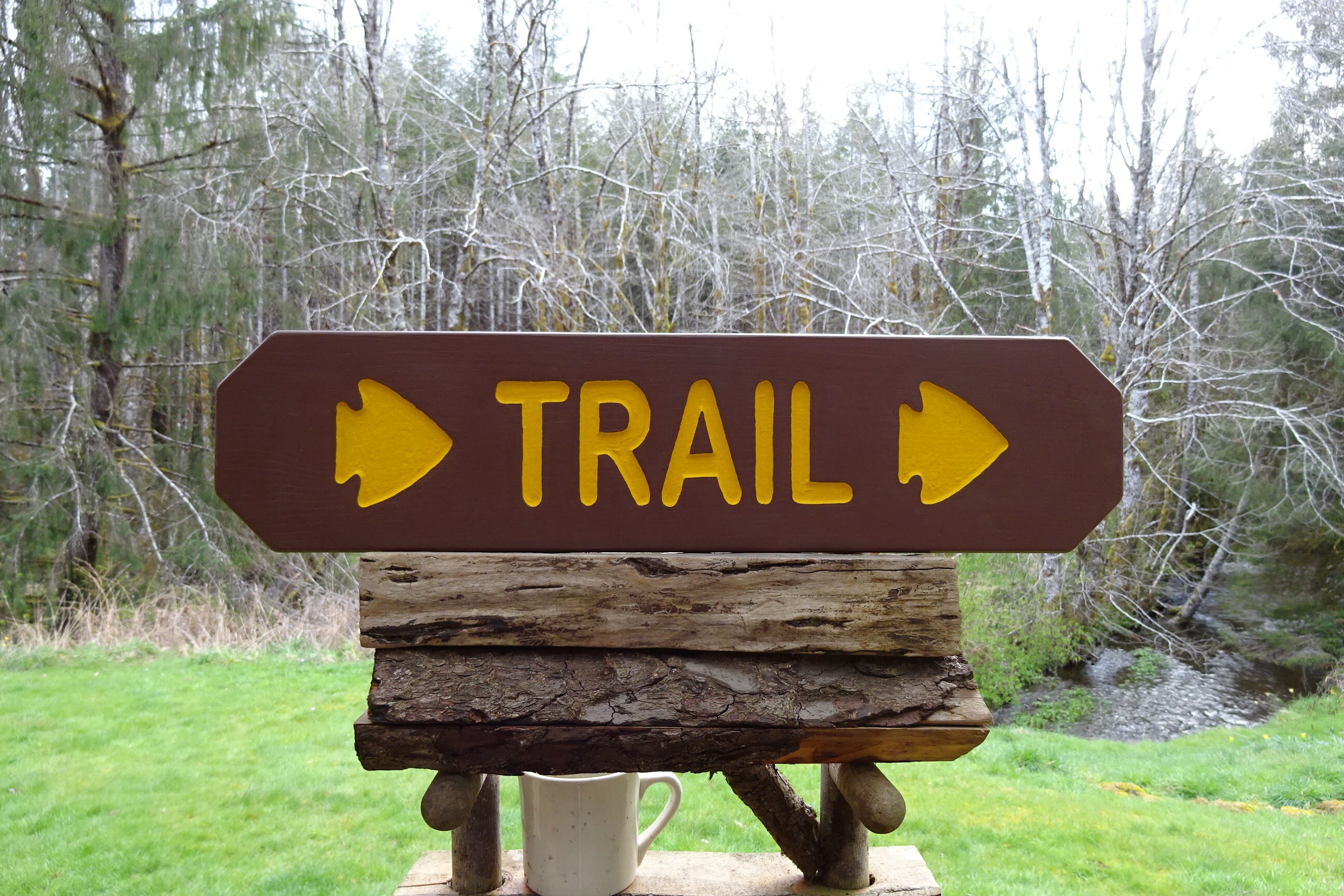 National Park Style DOUBLE ARROW TRAIL Direction Sign, Path Trail Cabin ...