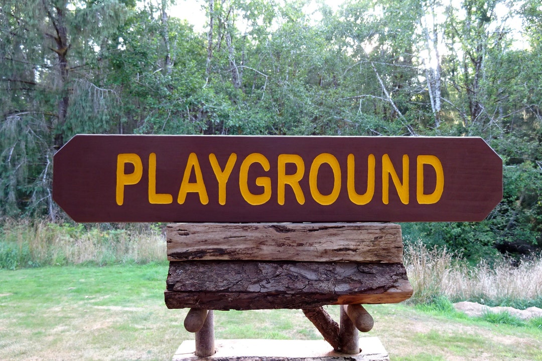 CHILDREN’S PLAYGROUND Park Style Sign Yard House Cabin Lodge Camp ...