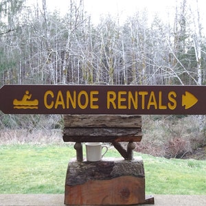 CANOE RENTAL Sign, National Park Style Trail Road Lodge Campground Sign ...