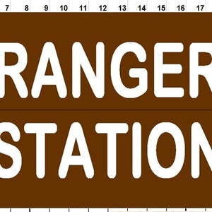 RANGER STATION Sign With Name Add-on, Park Style Trail Road Lodge ...