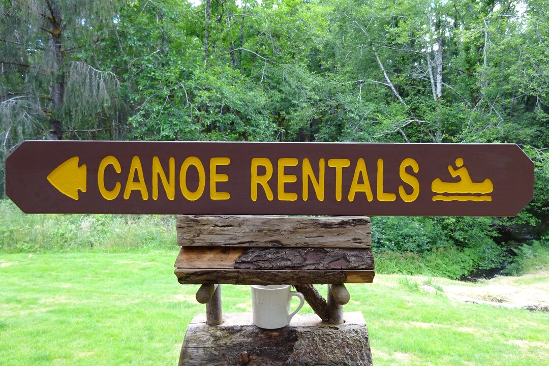 CANOE RENTAL Sign, National Park Style Trail Lodge Campground Sign ...