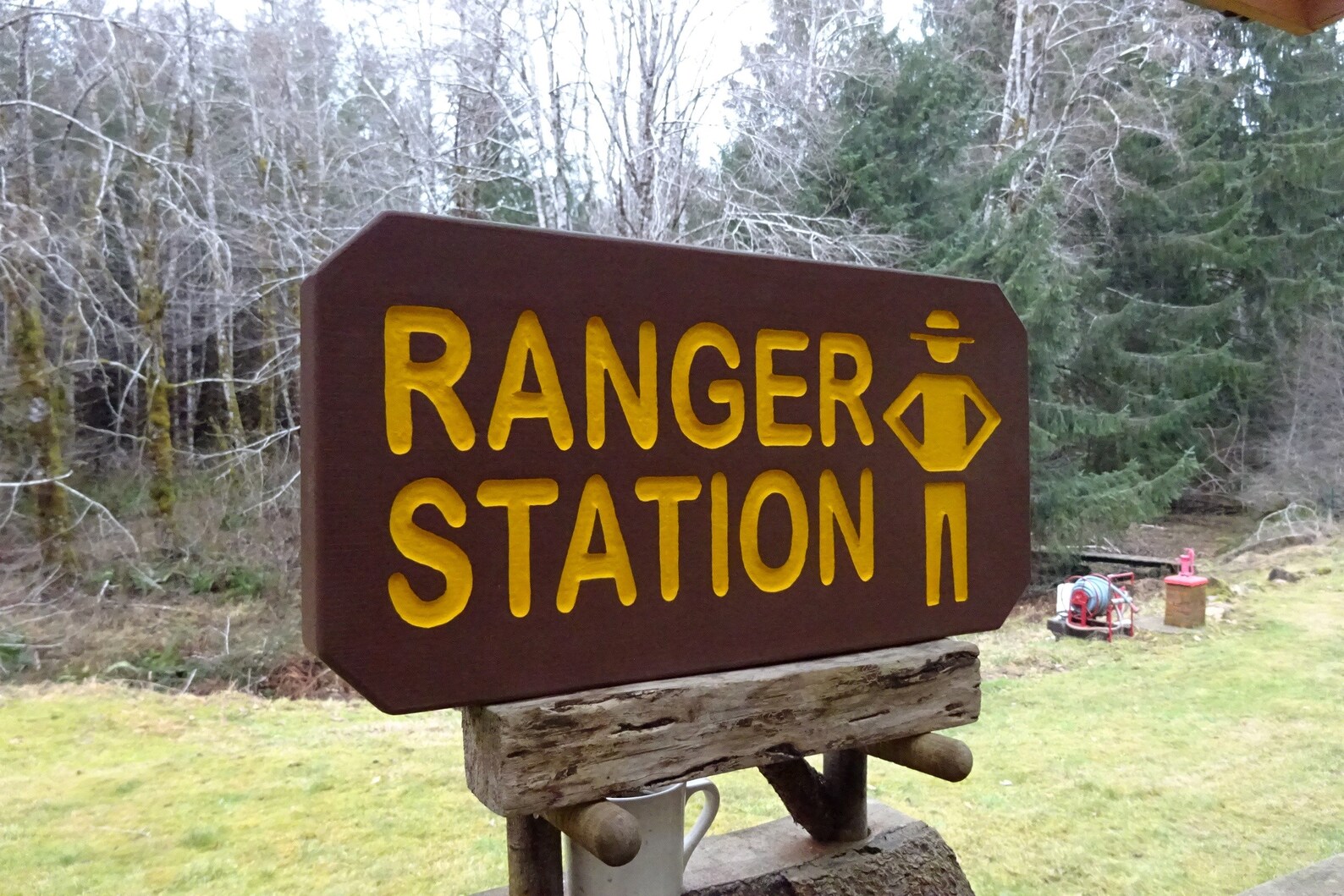 Park Style RANGER STATION Sign With Ranger Symbol, Trail Cabin Lodge ...