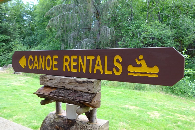CANOE RENTAL Sign, National Park Style Trail Lodge Campground Sign ...