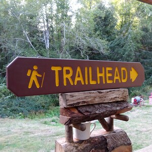 TRAILHEAD With Hiker and Arrowhead, Park Style Path Hiking Trail Cabin ...