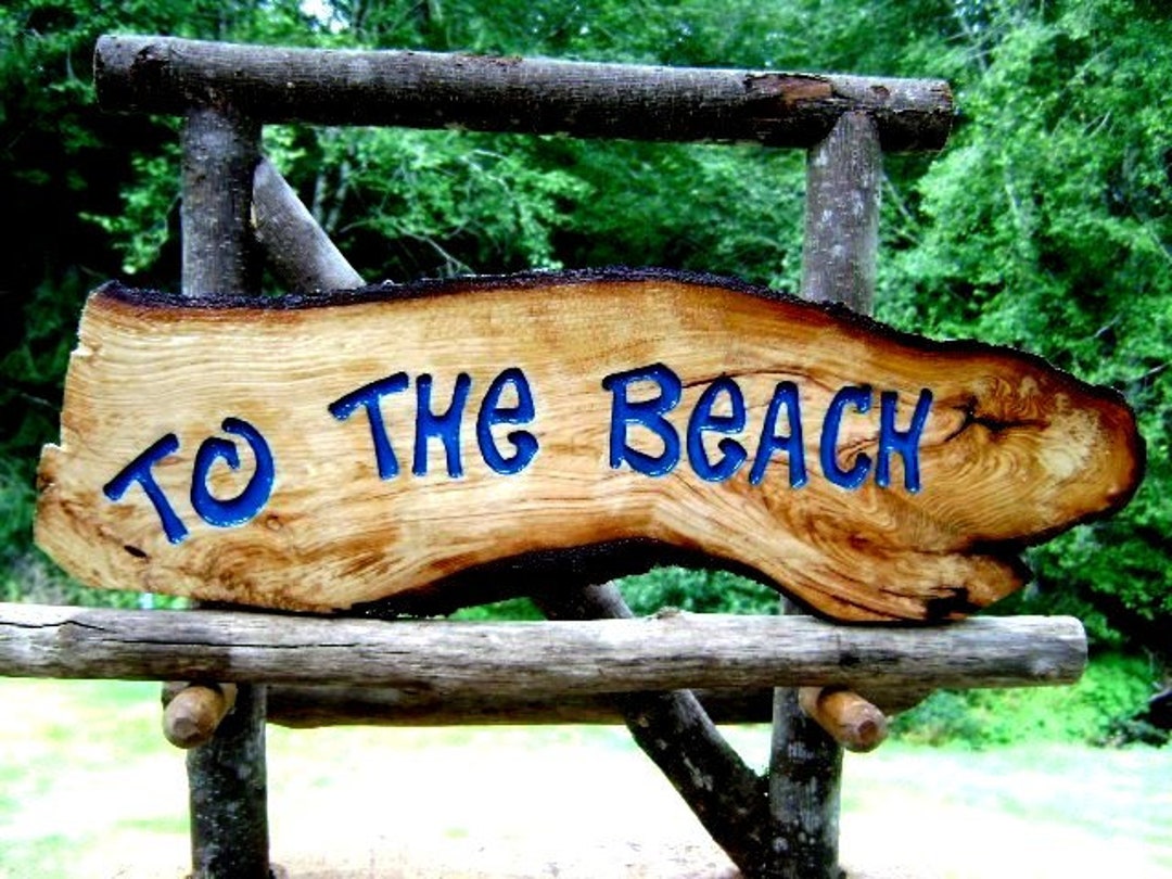 TO THE BEACH, Beach Direction Sign. Hand Carved Routed Painted ...