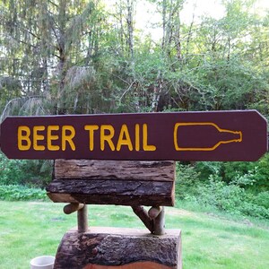 BEER TRAIL ARROW Sign, Park Style Path Trail Backyard Cabin Lodge ...