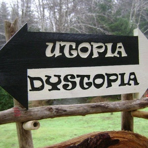 Fantasy Sign, UTOPIA DYSTOPIA, Hand-cut Black & White Letters on an ...