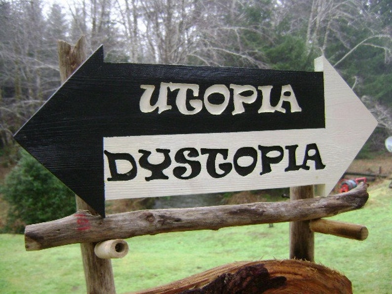 Fantasy Sign UTOPIA DYSTOPIA Hand-cut Black & White Letters - Etsy