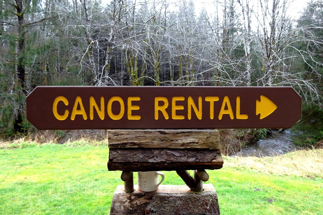 CANOE RENTAL Park Service Style Sign With Arrowhead, Road Home Cabin ...