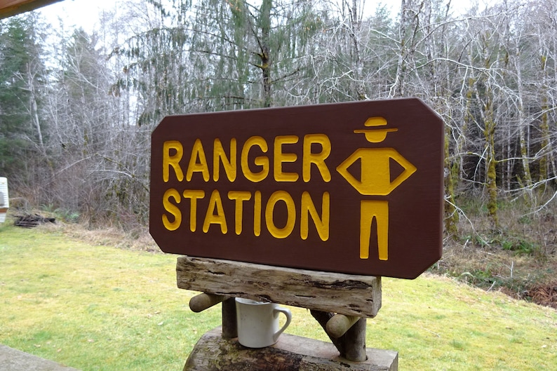 Park Style RANGER STATION Sign With Ranger Symbol Trail Cabin - Etsy