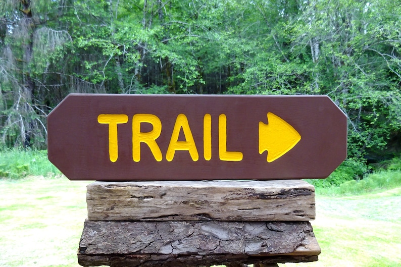 TRAIL Sign With Arrowhead Direction National Park Path Trail - Etsy