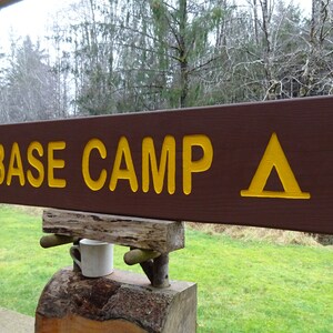 BASE CAMP Sign With Tent Symbol, Personalizable Park Style Campground ...