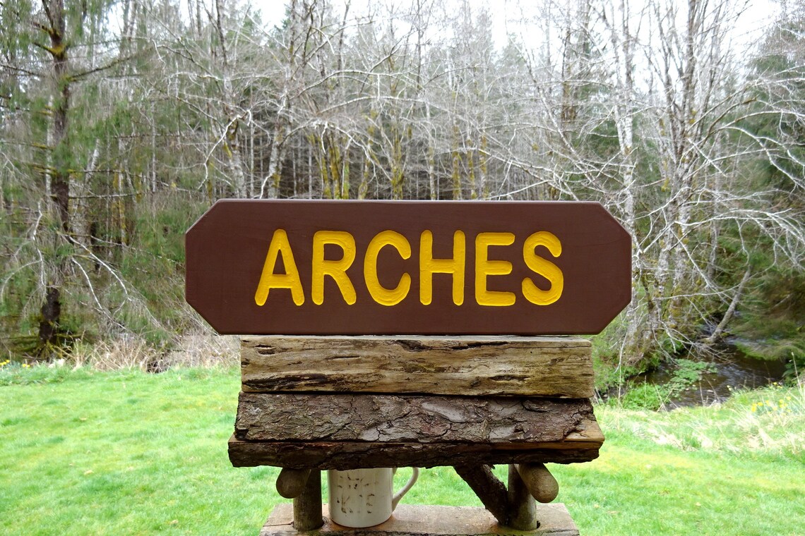 National Park Service Style ARCHES Sign Trail Road Cabin - Etsy