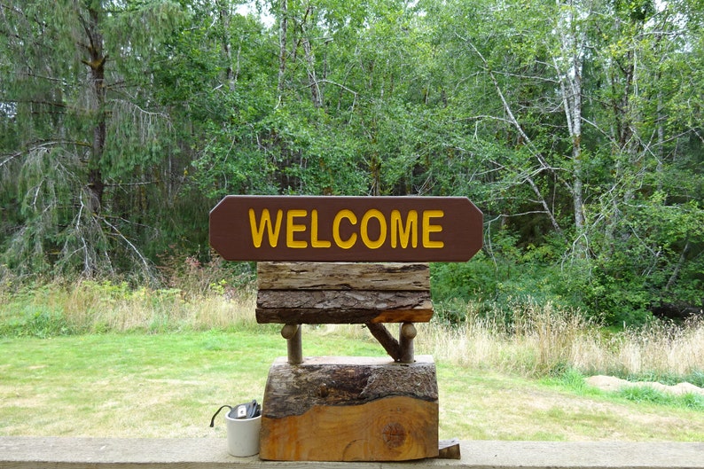 WELCOME Sign Park Style Path Trail Road Cabin Refuge Lodge - Etsy