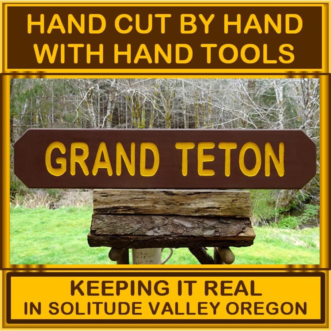 National Park GRAND TETON Sign. Hiking Trail Path Road Street Lodge ...