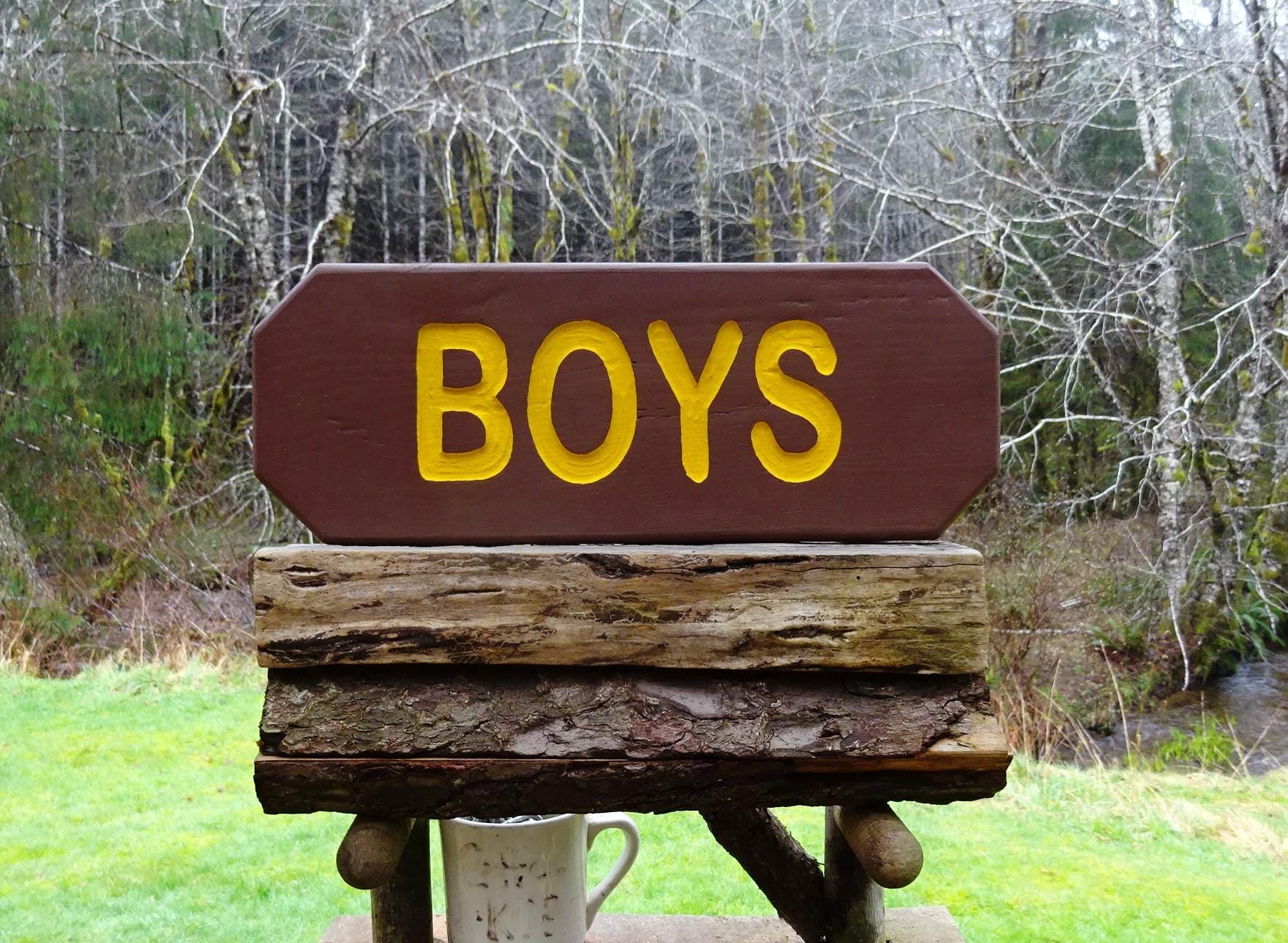 Vintage Park Style BOY’S Toilet Sign, Restroom Shower Bedroom Fort ...