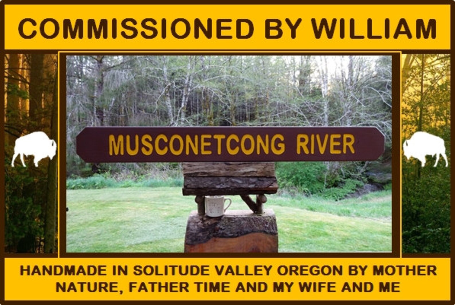 SCENIC RIVER NAME Sign, National Park Style Trail Road Cabin Refuge ...
