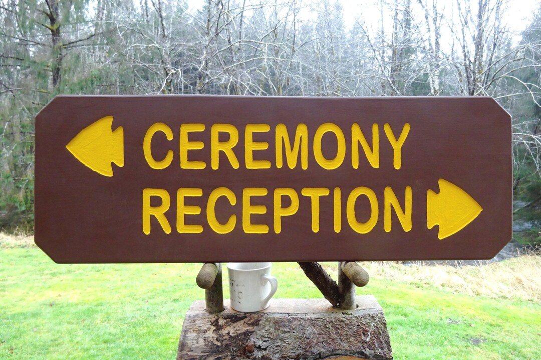 WEDDING CEREMONY and RECEPTION Sign, Park Style Road Street Cabin ...
