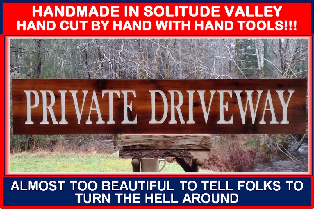 PRIVATE DRIVEWAY Sign, Customizable Rustic Style Outdoor Fence Road ...