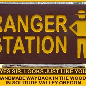 Park Style RANGER STATION Sign With Ranger Symbol, Trail Cabin Lodge ...