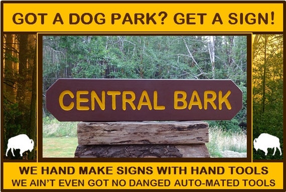 CENTRAL BARK Dog Park Sign Park Style Path Trail Refuge - Etsy
