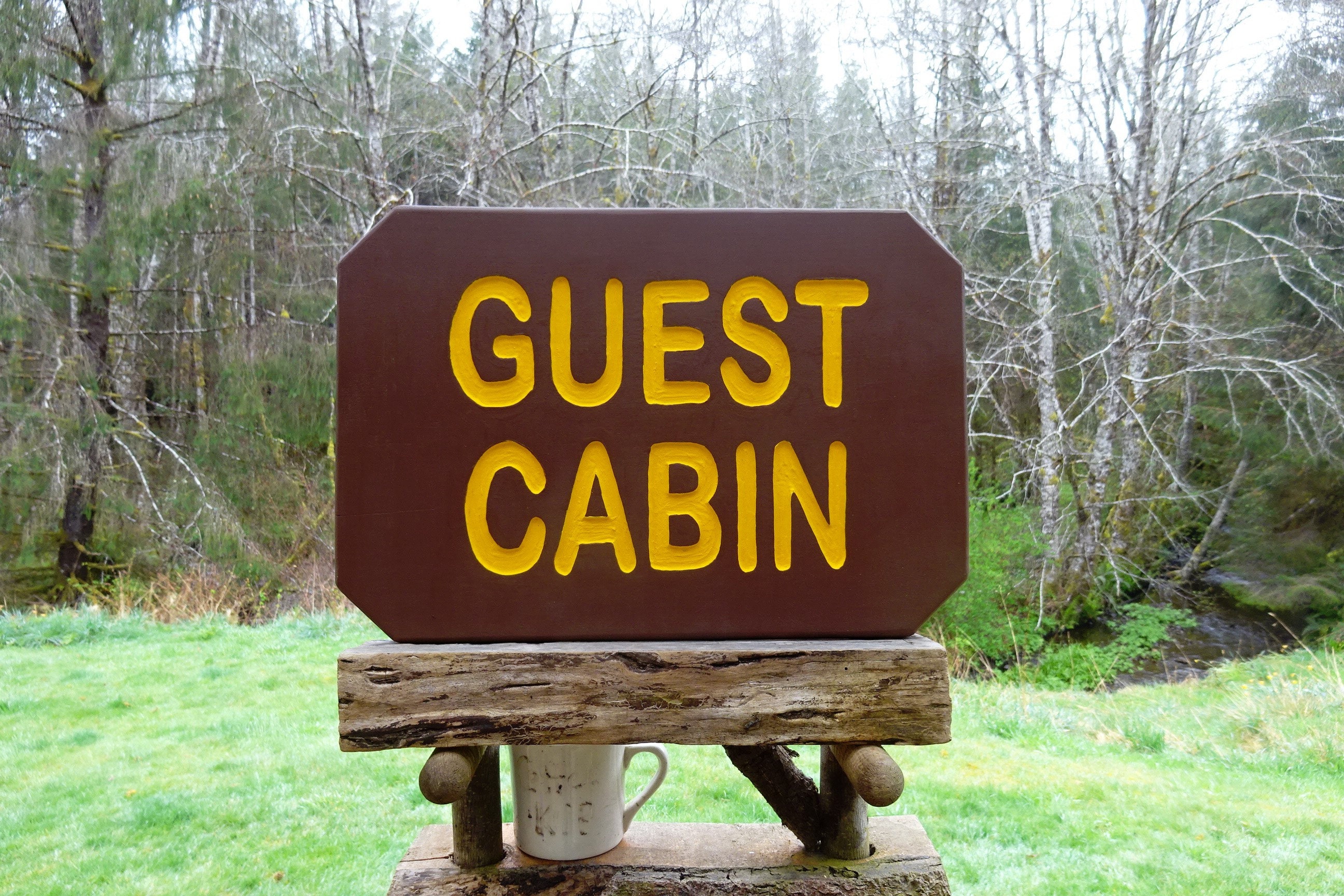 GUEST CABIN National Park Style Sign, Cabin Retreat Lodging RV ...