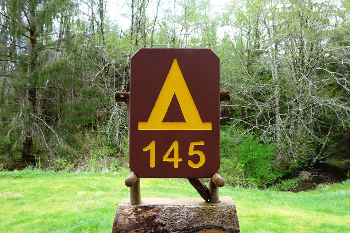 CAMP ADDRESS Sign With Tipi Symbol, Park Style Path Trail Road Cabin ...