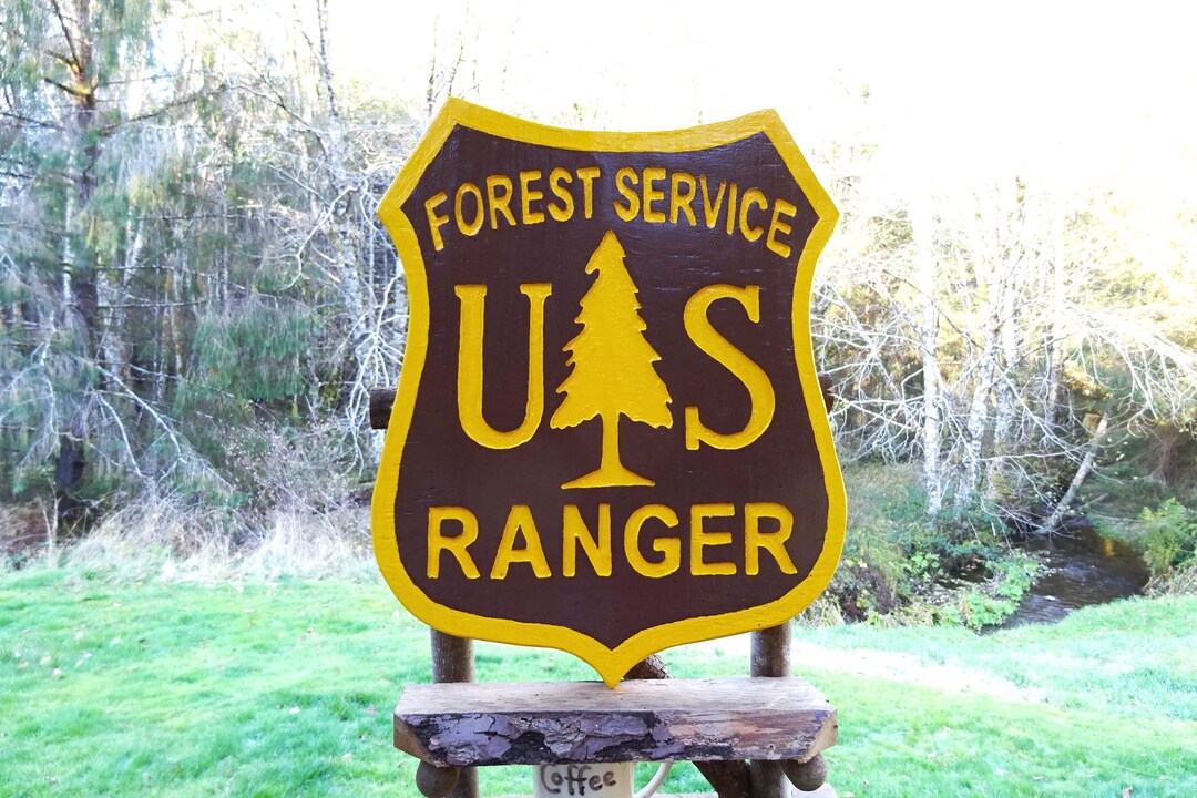 RANGER Shield, FOREST SERVICE Park Sign for Cabin Lodge Camp Sign. Hand ...
