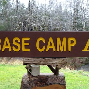 BASE CAMP Sign With Tent Symbol, Personalizable Park Style Campground ...
