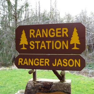 RANGER STATION Sign With Name Add-on, Park Style Trail Road Lodge ...