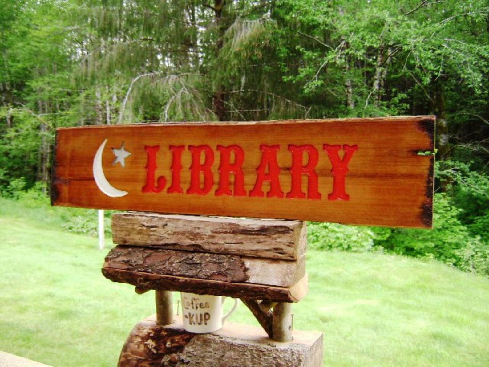 Primitive Outhouse Sign LIBRARY. on Old Growth Virgin Western - Etsy