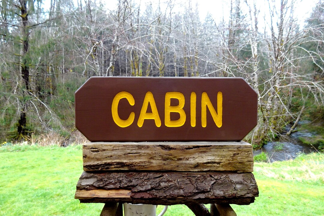 CABIN LODGE CAMP Sign, Park Style Trail Road Street Home Campground ...