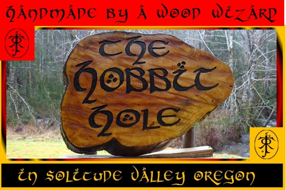 The HOBBIT HOLE Fantasy Sign, Tolkien LOTR Lord of the Rings Sign. Hand ...