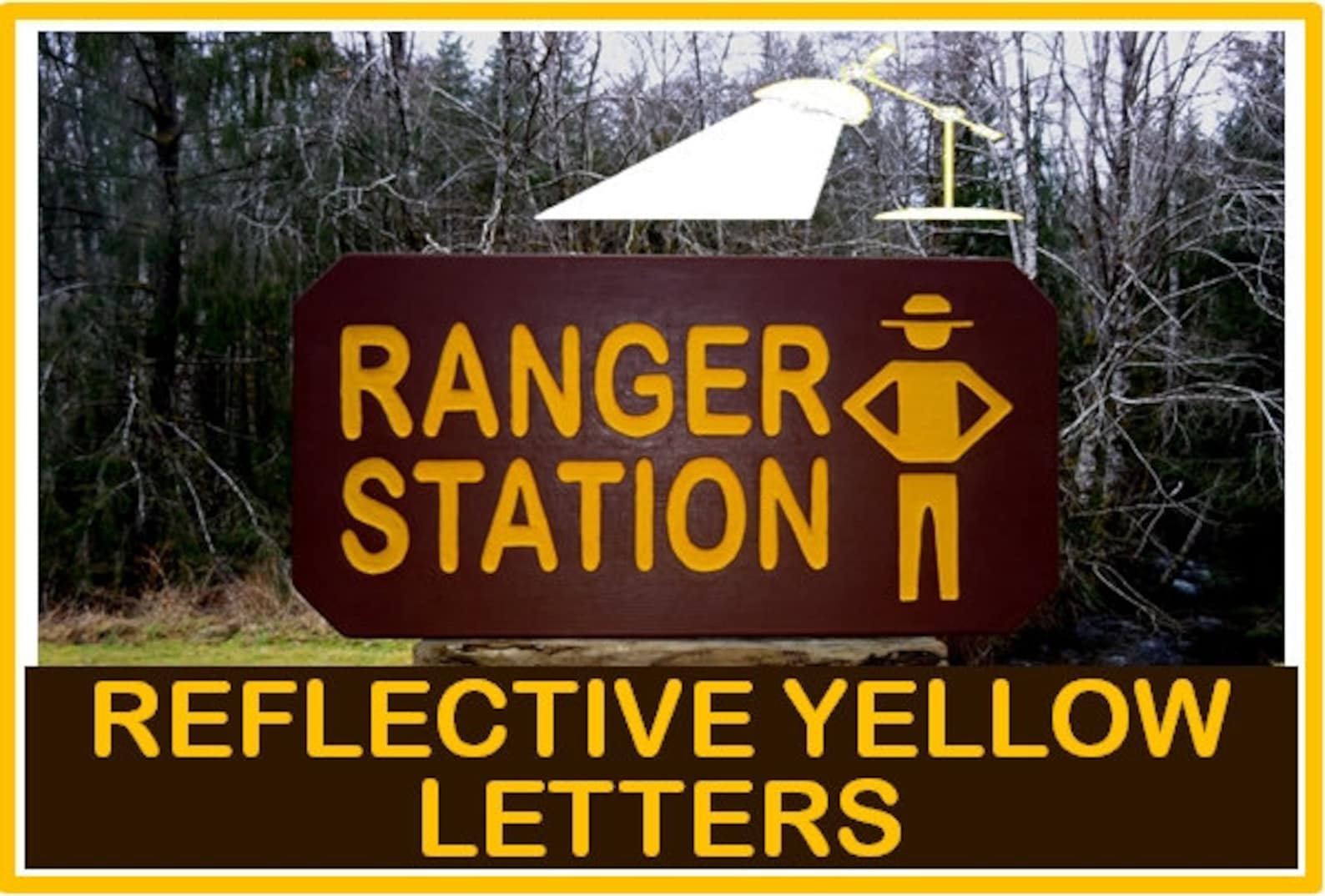 Park Style RANGER STATION Sign With Ranger Symbol, Trail Cabin Lodge ...